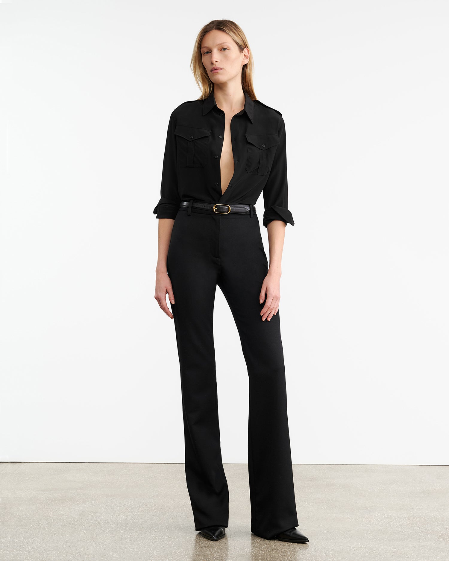 CORETTE PANT | Women's High-Rise Straight-Leg Virgin Wool Trousers ...