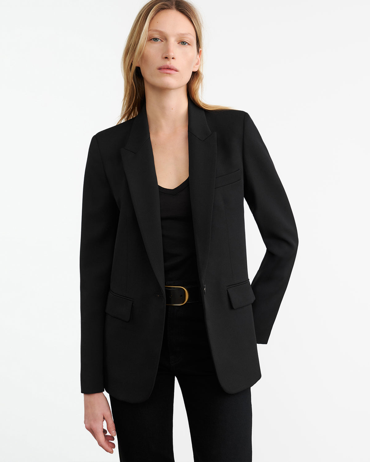 ADELE BLAZER | Women's Single Button Italian Wool Gabardine Jacket ...